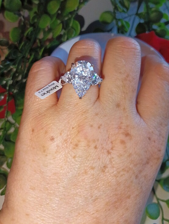 Maxines | Jewelry | 925 Sterling Silver Pear Cut Cz Engagement Ring ...